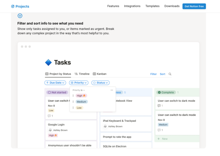 在 notion，创建一个项目，并在项目内添加 todolist 和字段（优先级、状态、负责人、时间），并支持切换不同视图和筛选任务，还可以邀请协作者进行沟通讨论。